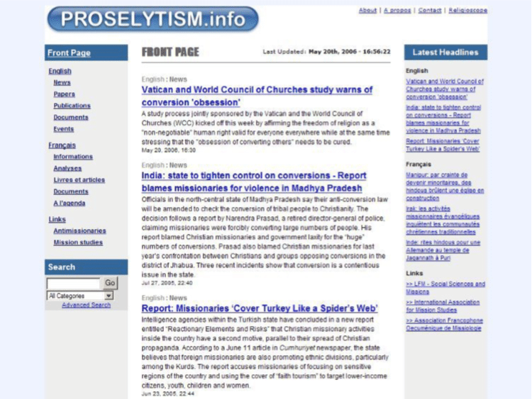 About this website – PROSELYTISM.INFO